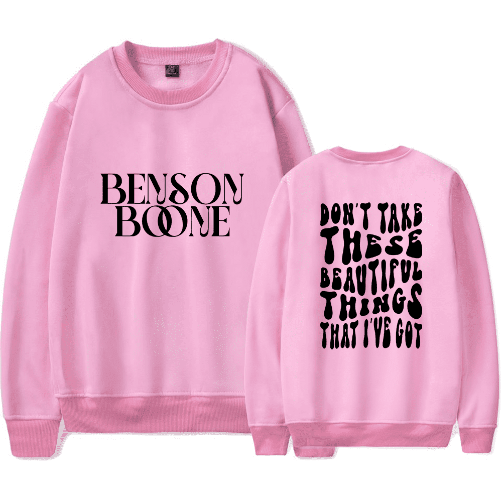 Benson Boone Merch Sweatshirt Beautiful Thing Black White Lyrics Hoodie ...