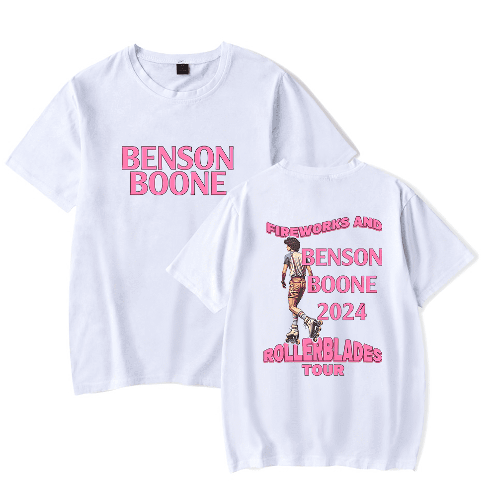 Benson Boone Merch T-Shirt Fireworks and Rollerblades 2024 Tour T Shirt ...