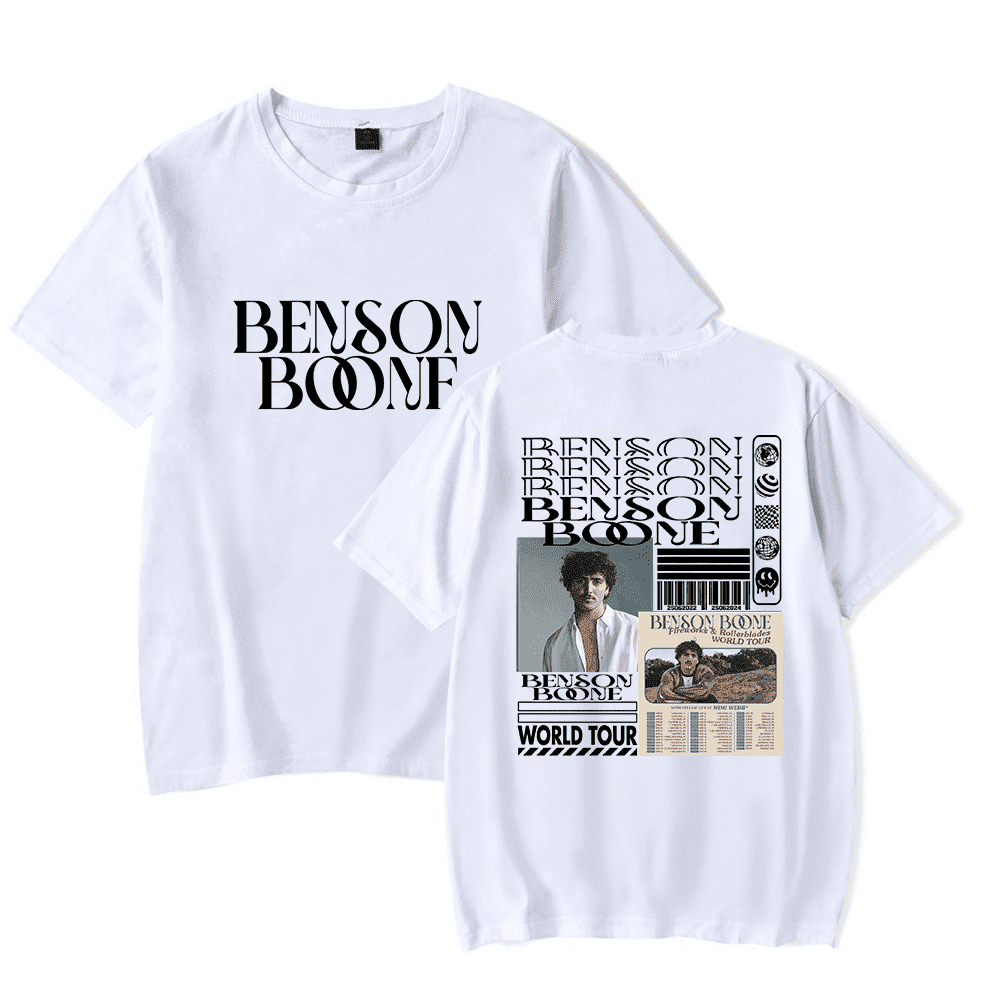 Benson Boone Merch T-Shirt Fireworks and Rollerblades World Tour T ...