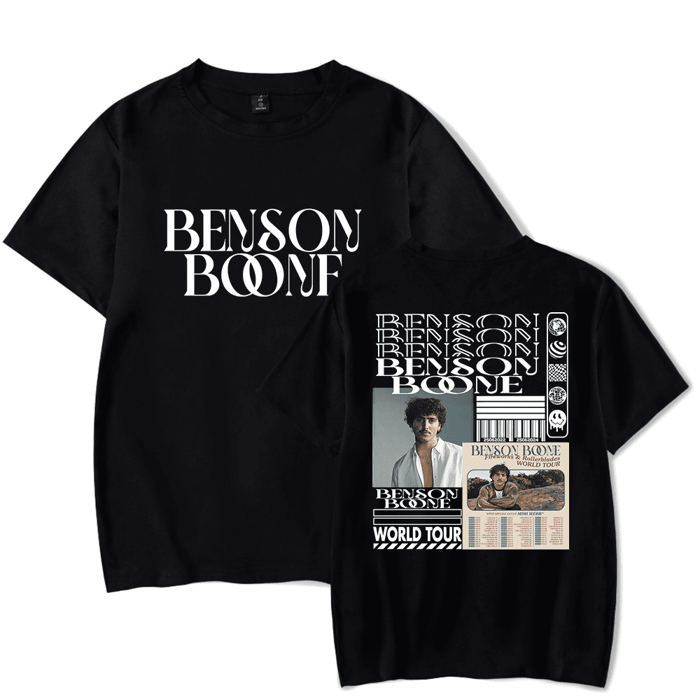 Benson Boone Merch T-Shirt Fireworks and Rollerblades World Tour T ...