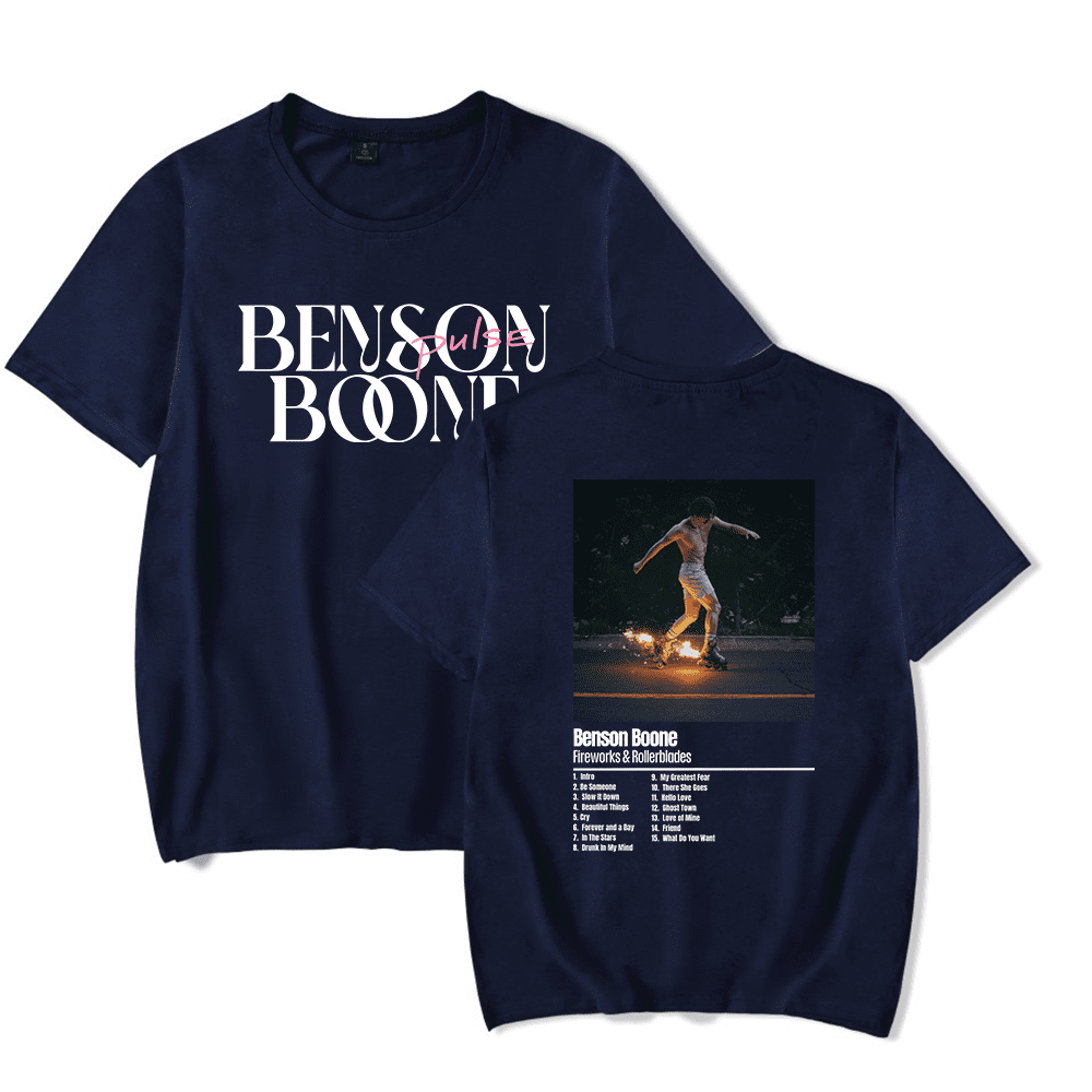 Benson Boone Merch T-Shirt Fireworks and Rollerblades World Tour T ...