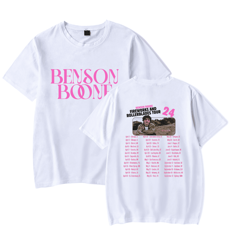 Benson Boone Merch T-Shirt Fireworks and Skates World Tour T-Shirt For ...
