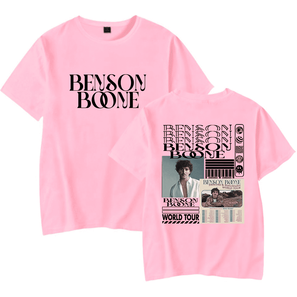 Benson Boone Merch T-Shirt Fireworks and World Tour T Shirt Short Tee ...