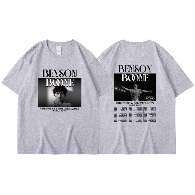 Benson Boone Merch T-shirts Fireworks and Rollerblades World Tour ...