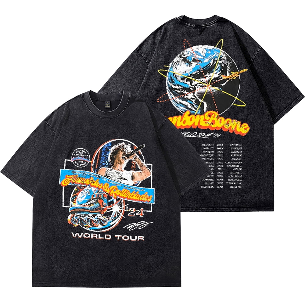 Benson Boone Rollerblades Tour Merch Vintage Wash Tee Women Men Fashion ...