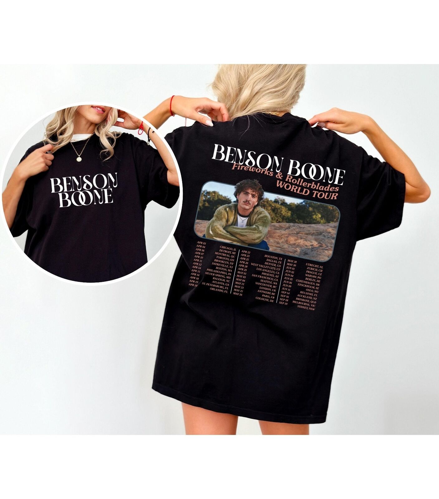 Benson Boone Shirt Fireworks and Rollerblades World Tour 2024 Shirt ...