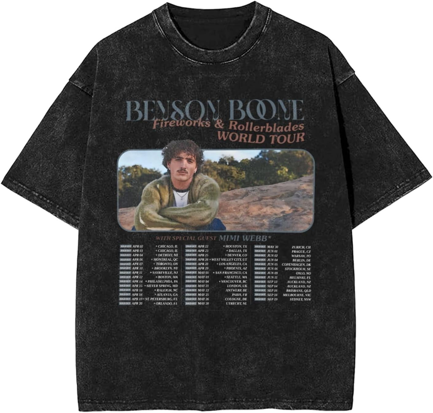 Benson Boone Shirt Mens Loose Vintage Tee Graphic T Shirt Round Neck ...