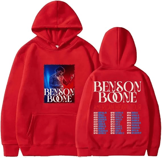 Benson Boone merch 2025 American Heart Tour Hooded Drawstring Pocket ...