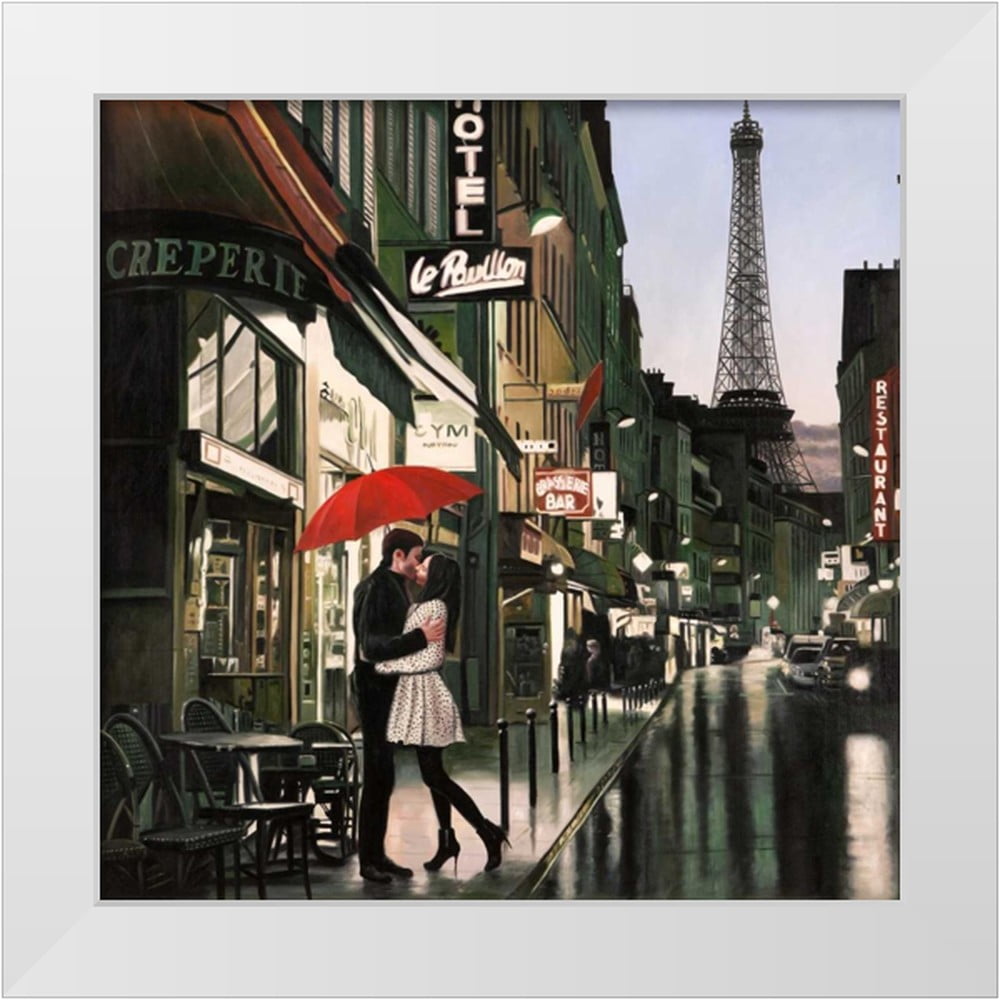 Benson, Pierre 12x12 White Modern Wood Framed Museum Art Print Titled - Romance in Paris ...