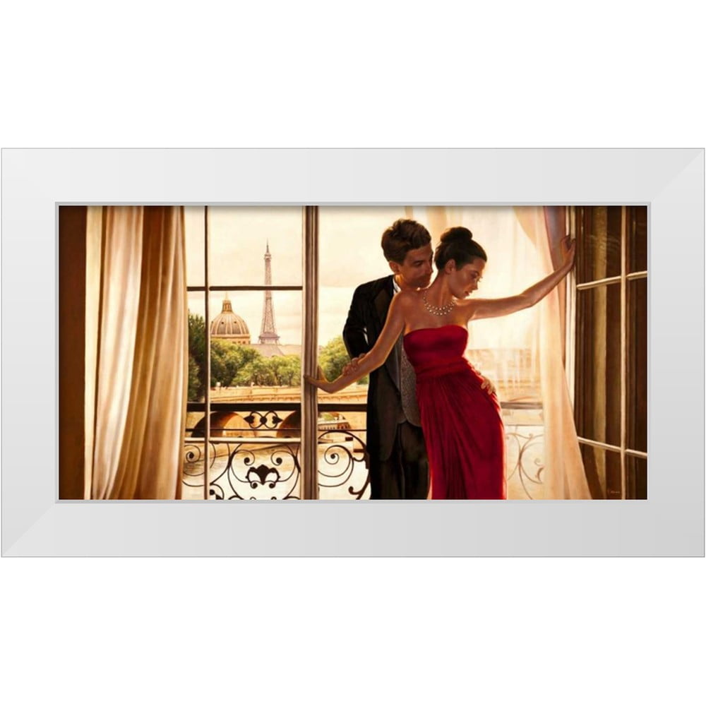 Benson, Pierre 18x11 White Modern Wood Framed Museum Art Print Titled - Lovers in Paris ...