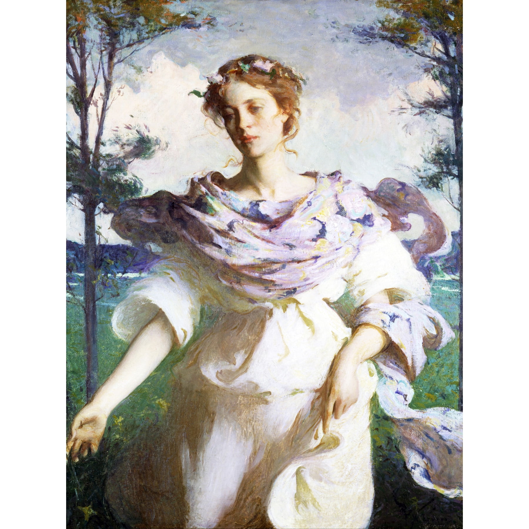 Benson Summer Woman Trees Painting Extra Large Art Print Wall Mural Poster Premium XL - Walmart.com