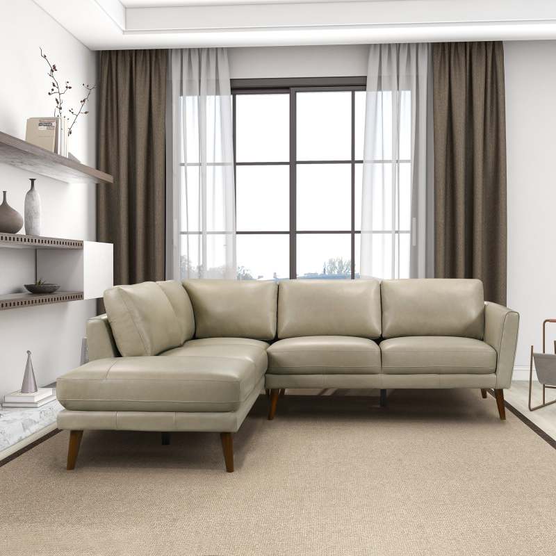 Benson Tan Leather Sectional Sofa Right Facing Chaise - Walmart.com