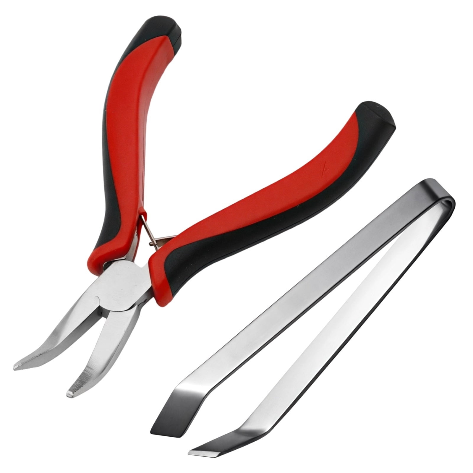 Bent Nose Pliers and Slant Tip Tweezers Set, Stainless Steel Precision ...