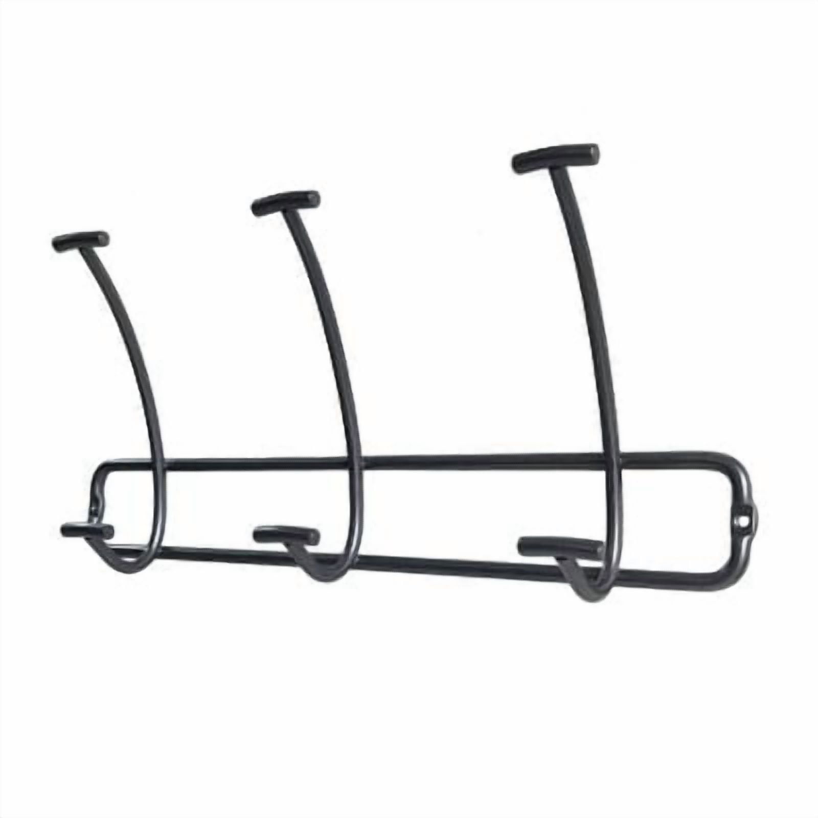 Bent Wire 3 Hooks Rail Black: Wall Mounted Steel Coat Rack, Powder ...