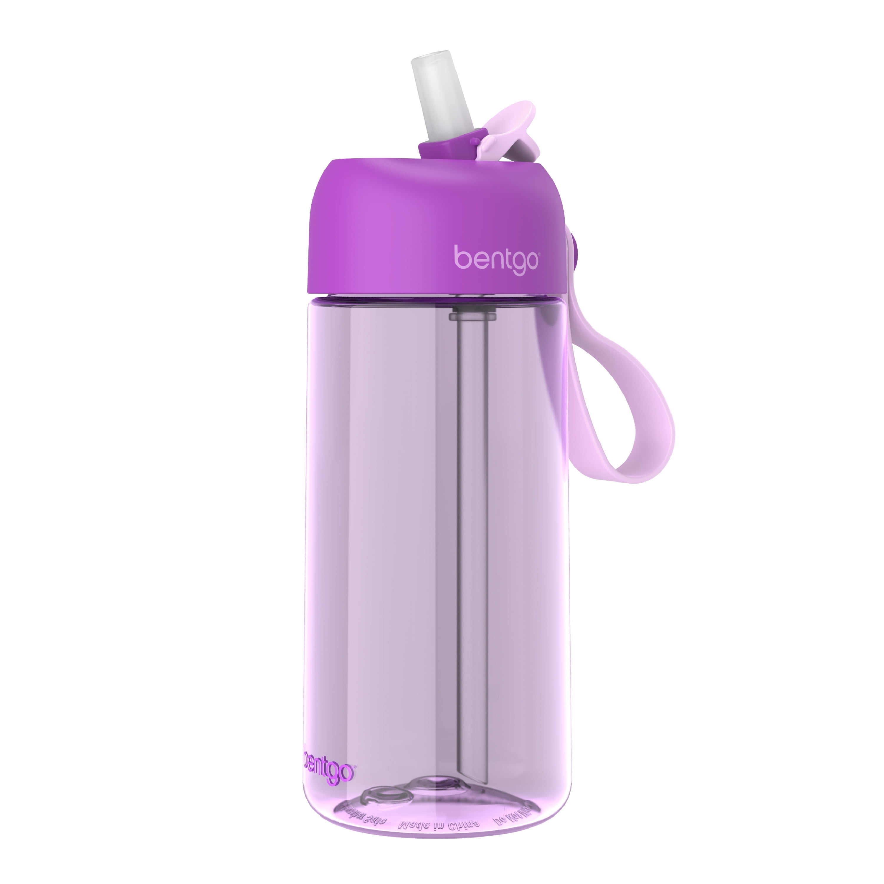 Bentgo BPA-Free 15 oz Purple Tritan Water Bottle with Flip-Up Straw and Leak-Resistant Lid ...