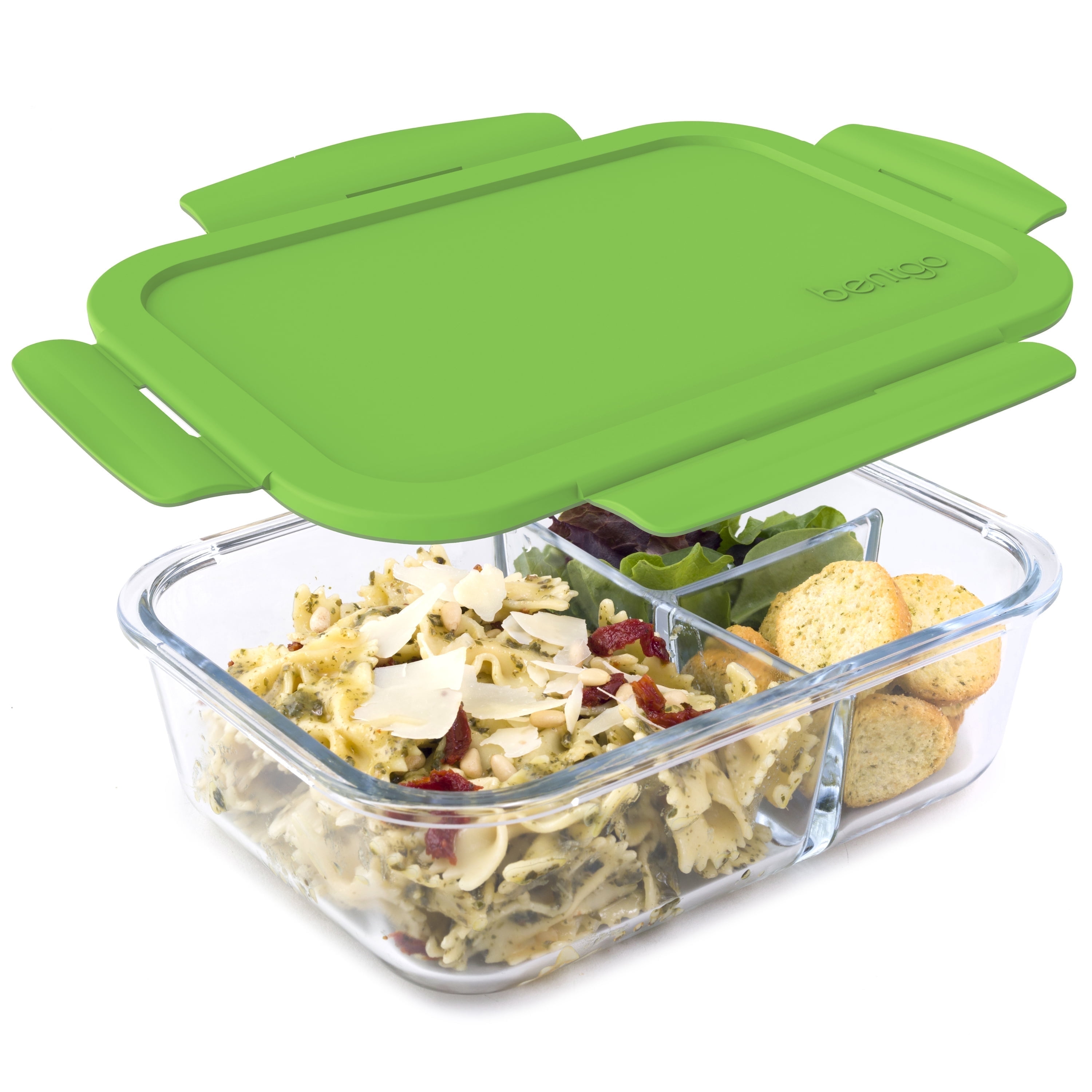 Bentgo Glass Lunch Box (Green) - Leak-Proof, 3-Compartment ...