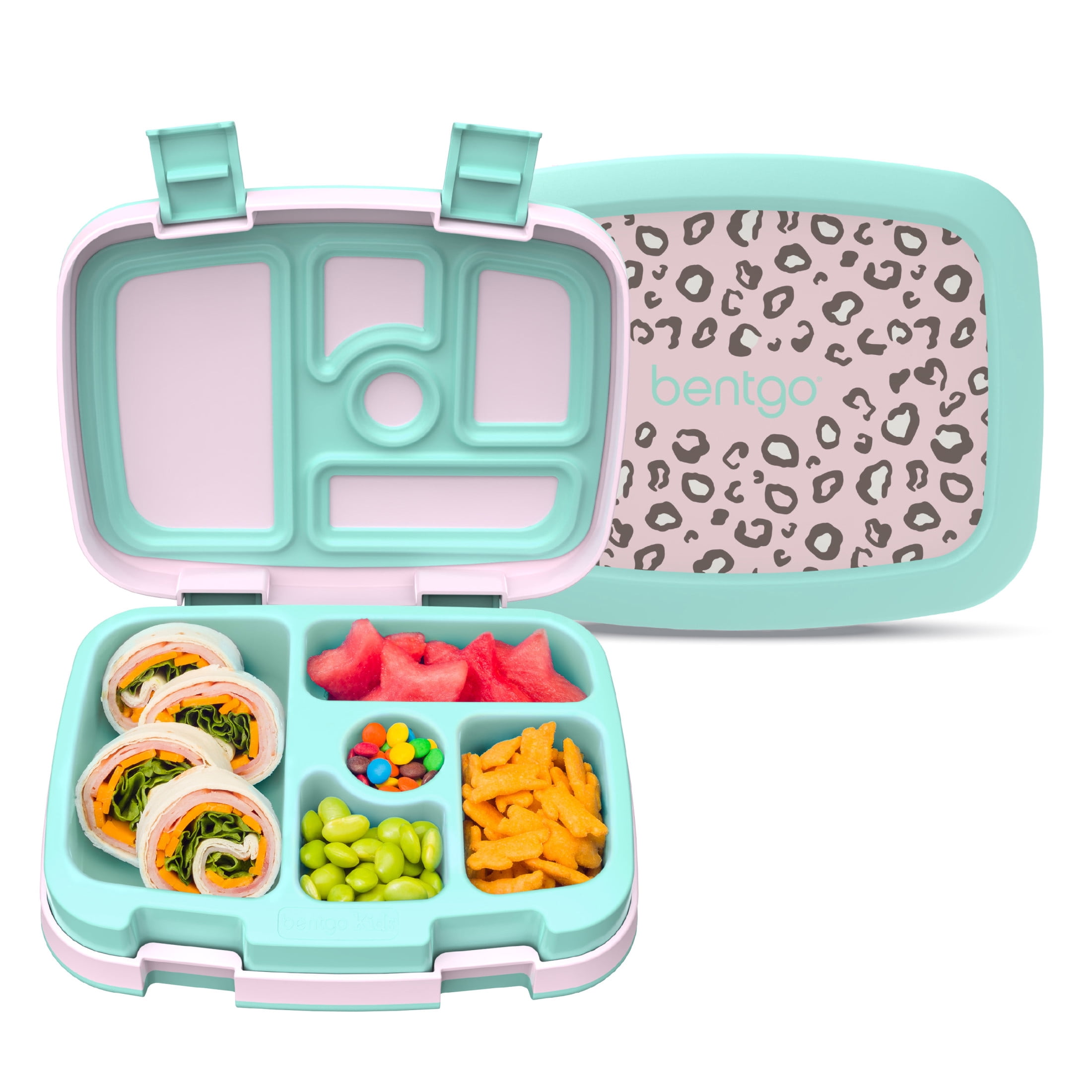 Bentgo Kids Prints Leak-Proof Lunch Box, 5-Compartment, Leopard ...