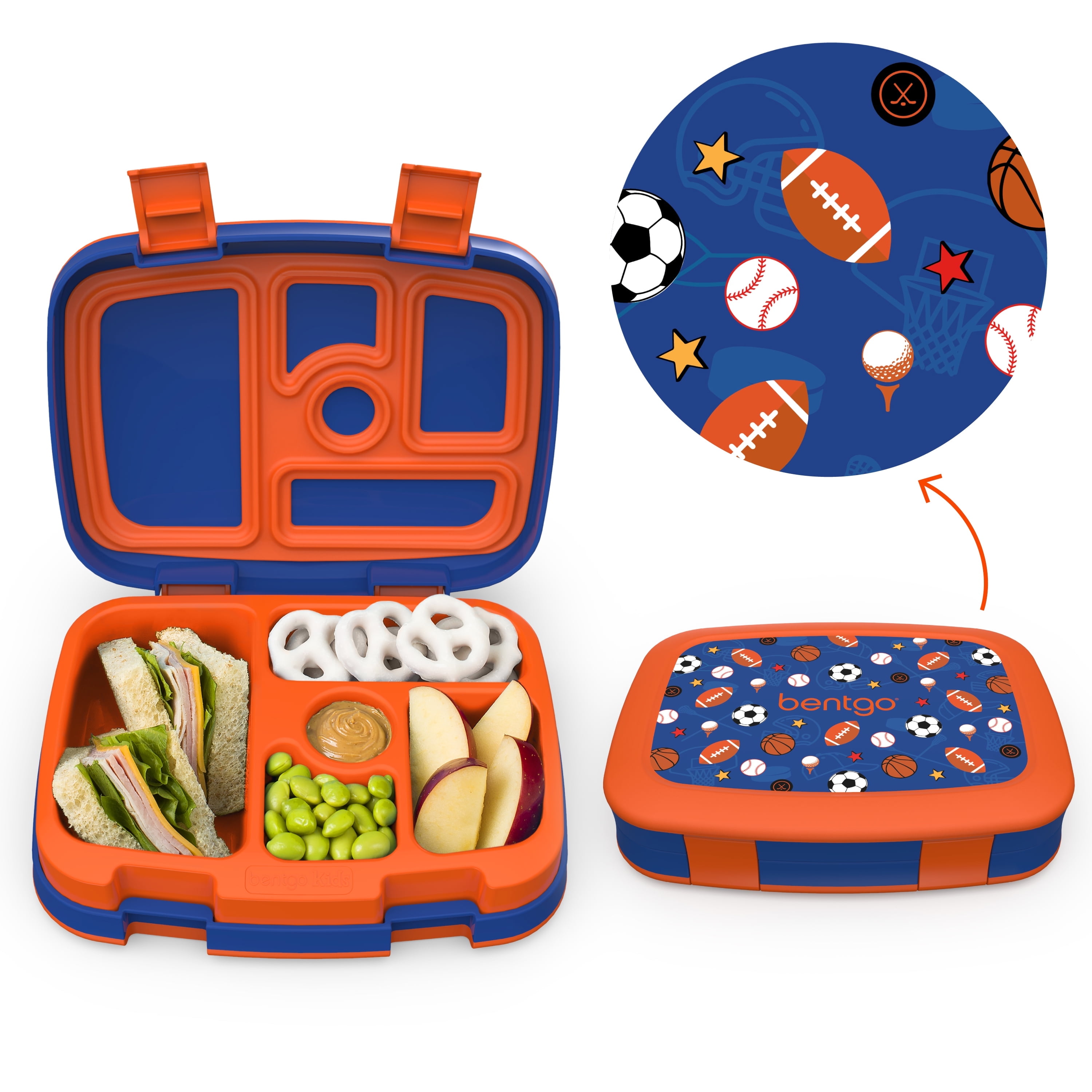 Bentgo Kids Blue Bento Lunch Box, Leak-Proof, 5 Compartments ...