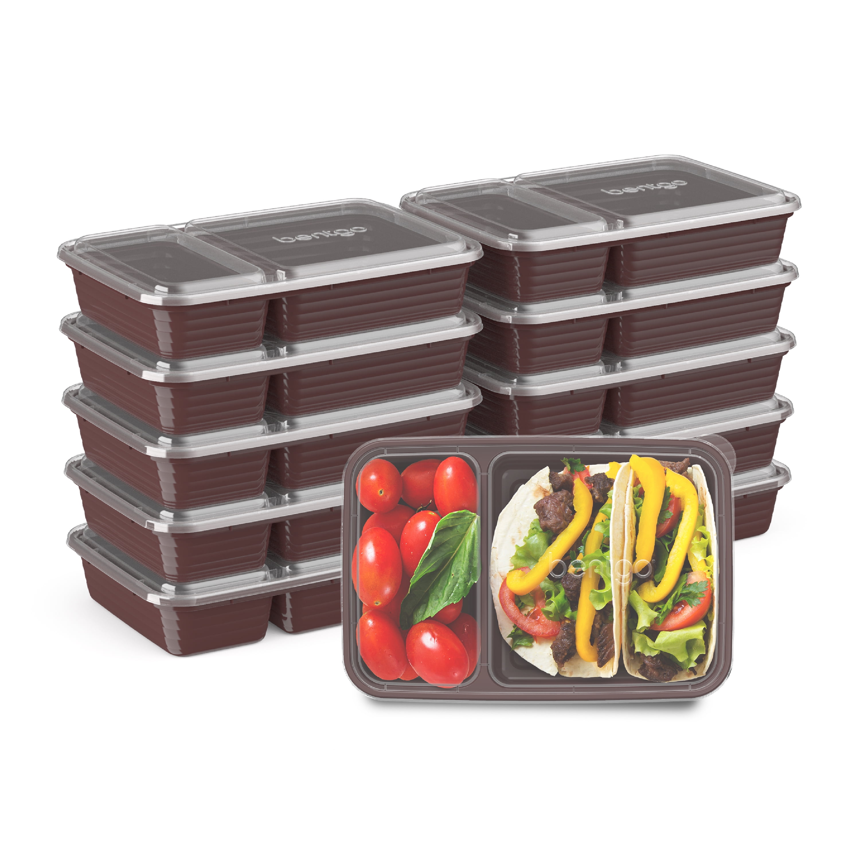 Bentgo Prep 2-Compartment Microwaveable Meal-Prep Containers with Lids ...