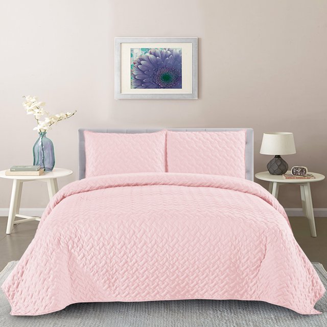 Bently Vintage Washed Lattice 3-Piece Quilt & Pillow Sham Set Queen ...