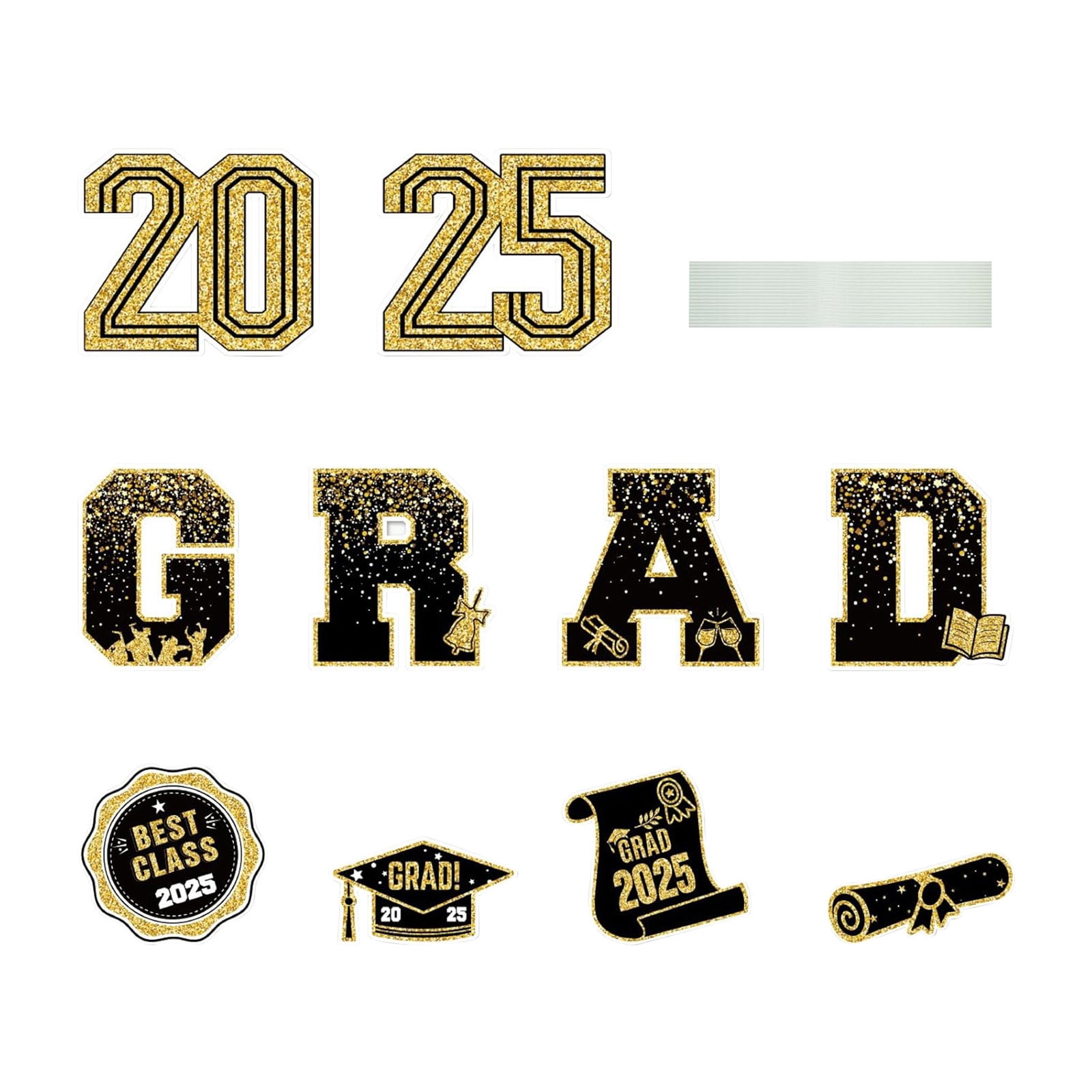 Bentne 2025 Graduation Decorations Yard Signs 10PCS Black And Gold ...