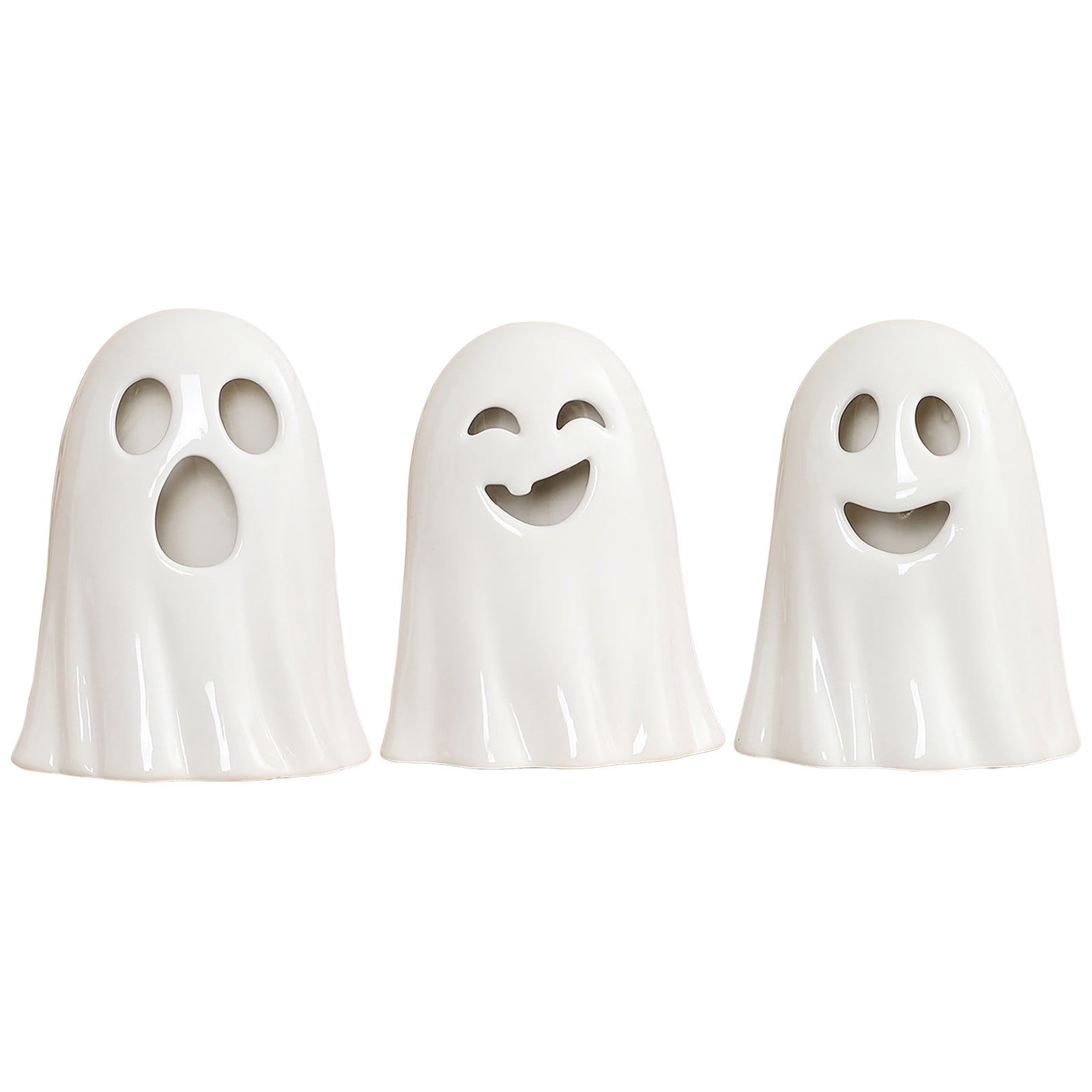 Bentne Cute Ceramic Light Up Ghost Decor, 3PCS Ghost Halloween Decor ...