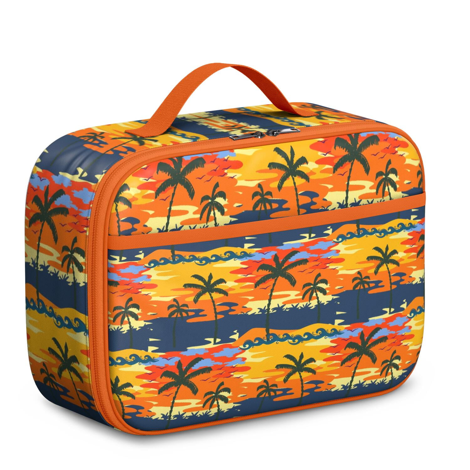 Bento Bag Tropical Beach Sunset Boho Lunch Carrier with Hawaiian Palm Tree Aesthetic Print for ...