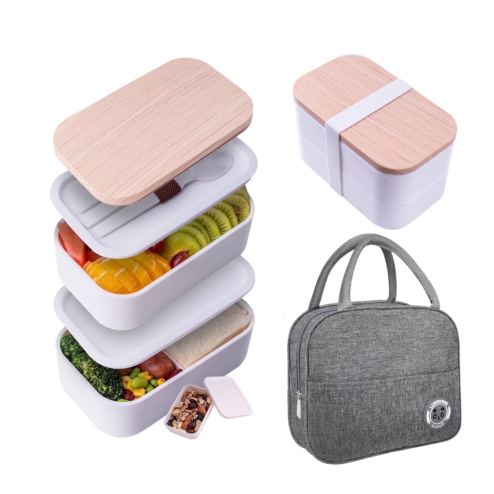 2-Layer Bento Box, 54oz, Leak-Proof, Includes Utensils & Lunch Bag ...