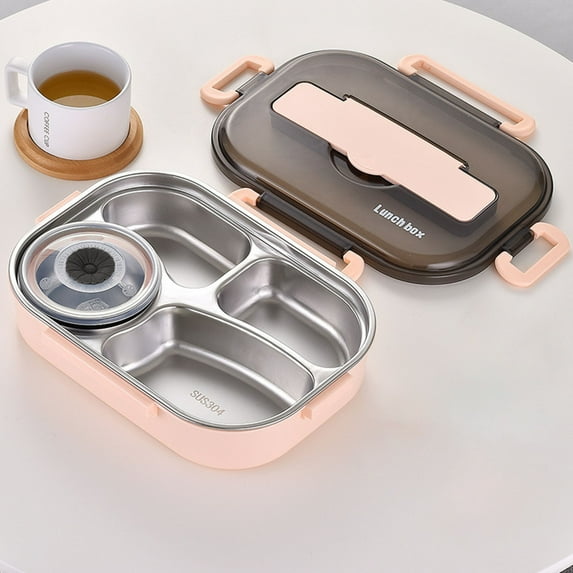 Bento Box, 4 Compartment Lunch Container with Soup Bowl, Portable ...