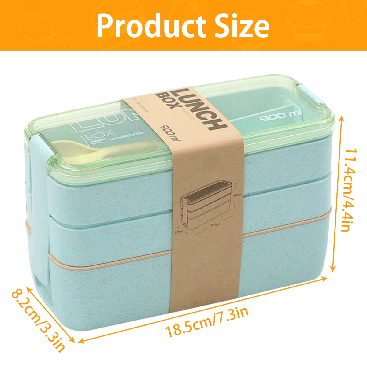 Bento Box 900ml 3-Layer Stackable Lunch Box Leakproof Lunch Box ...