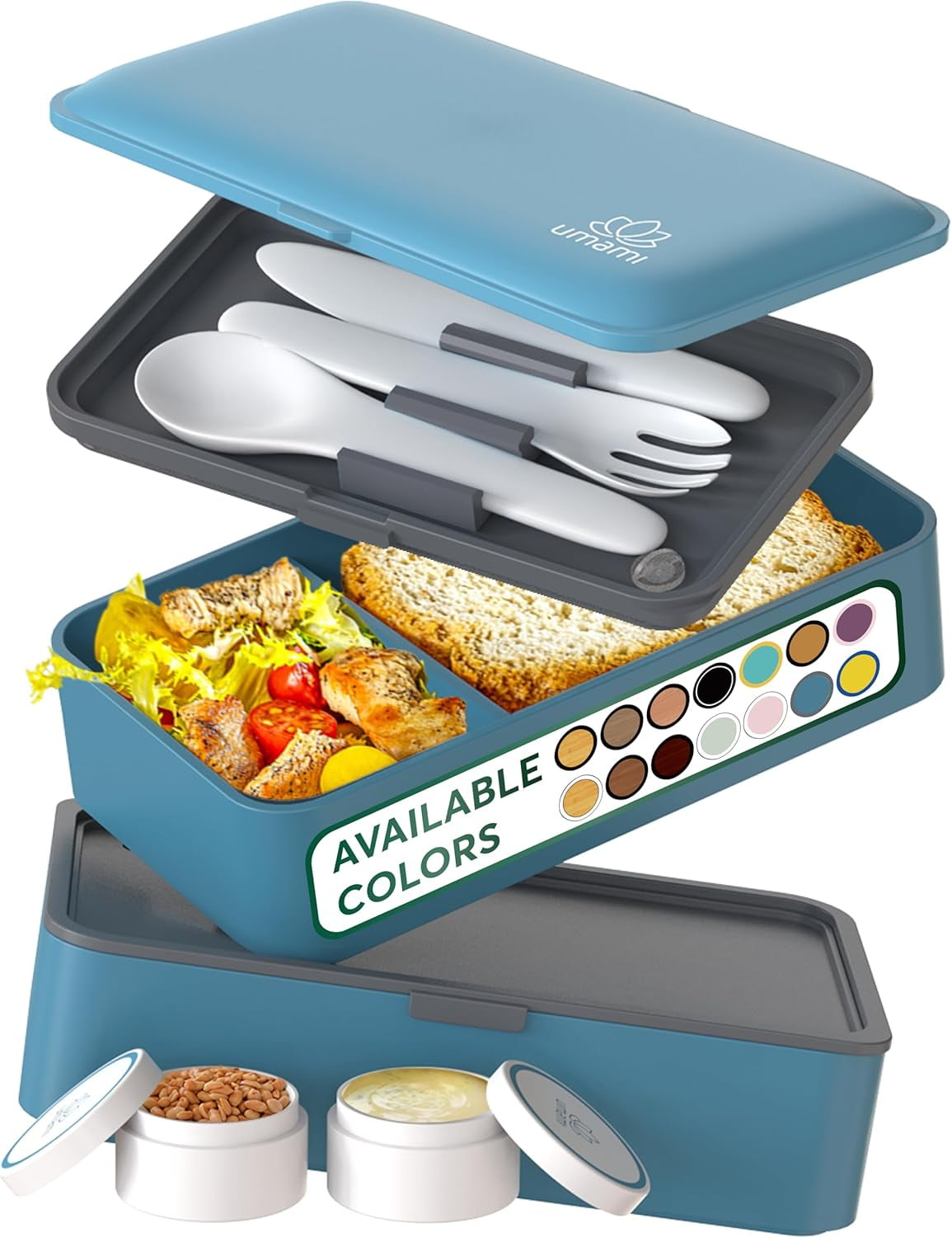 Bento Box Adult All-In-1 w/ 4 Utensils, 100% Leakproof, Dishwasher ...