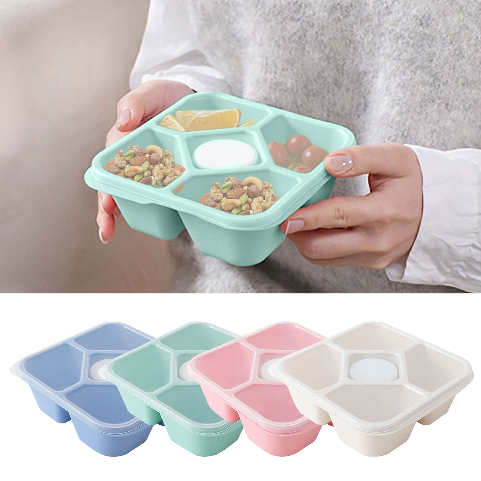 Bento Box Adult Lunch Box - 2 Pack,5 - Compartment Meal Prep Container ...
