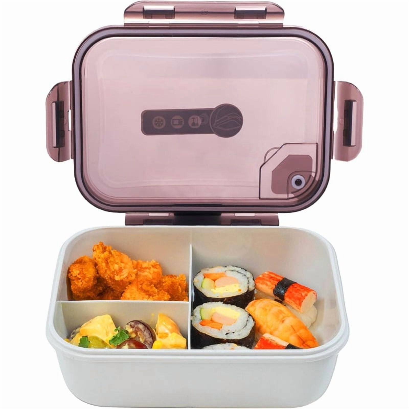 Bento Box Adult Lunch Box, 3 Compartment Meal Prep Containers with Lids ...