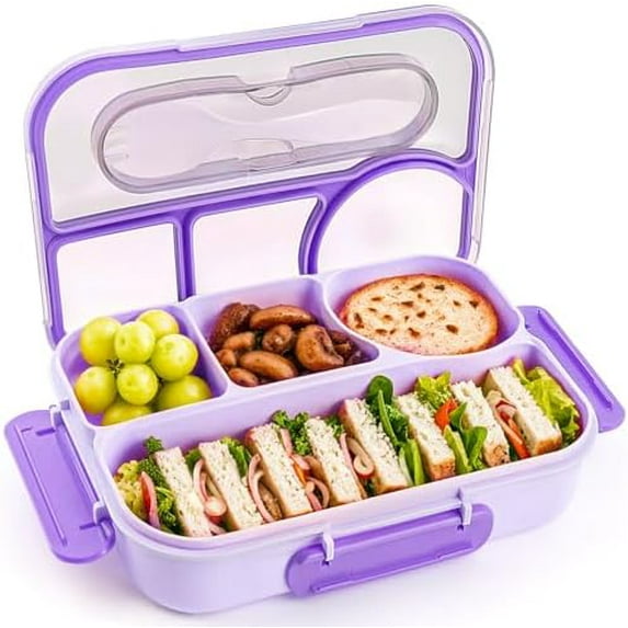 Bento Box Adult, Lunch Box, 4-Compartment Lunch Containers, Drop-Proof ...