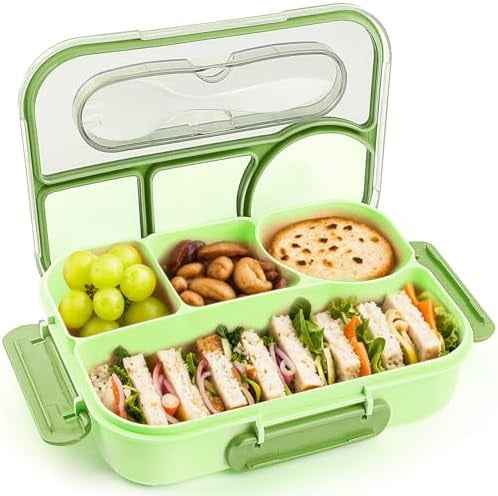 Bento Box Adult, Lunch Box, 4-Compartment Lunch Containers, Drop-Proof ...