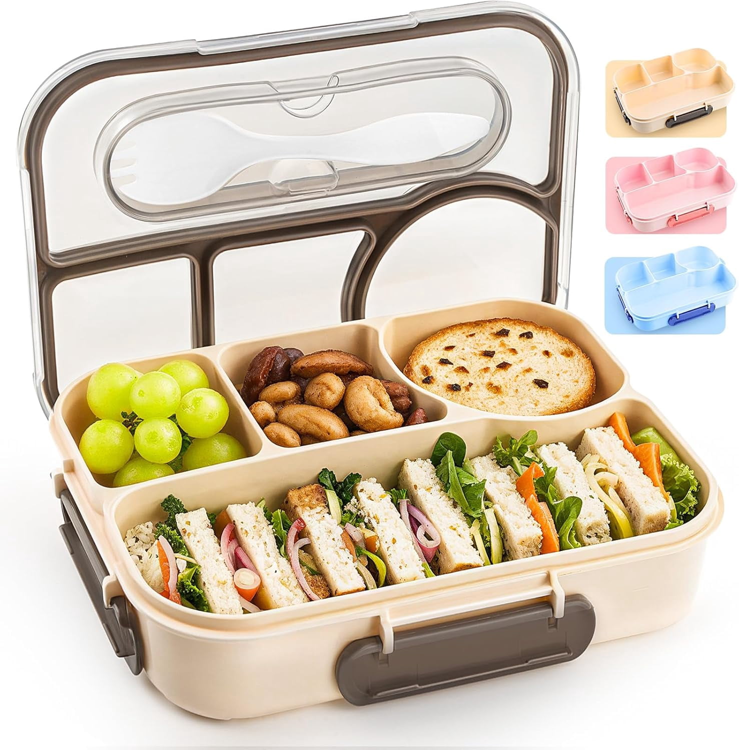 Bento Box Adult, Lunch Box, 4-Compartment Lunch Containers, Drop-Proof ...