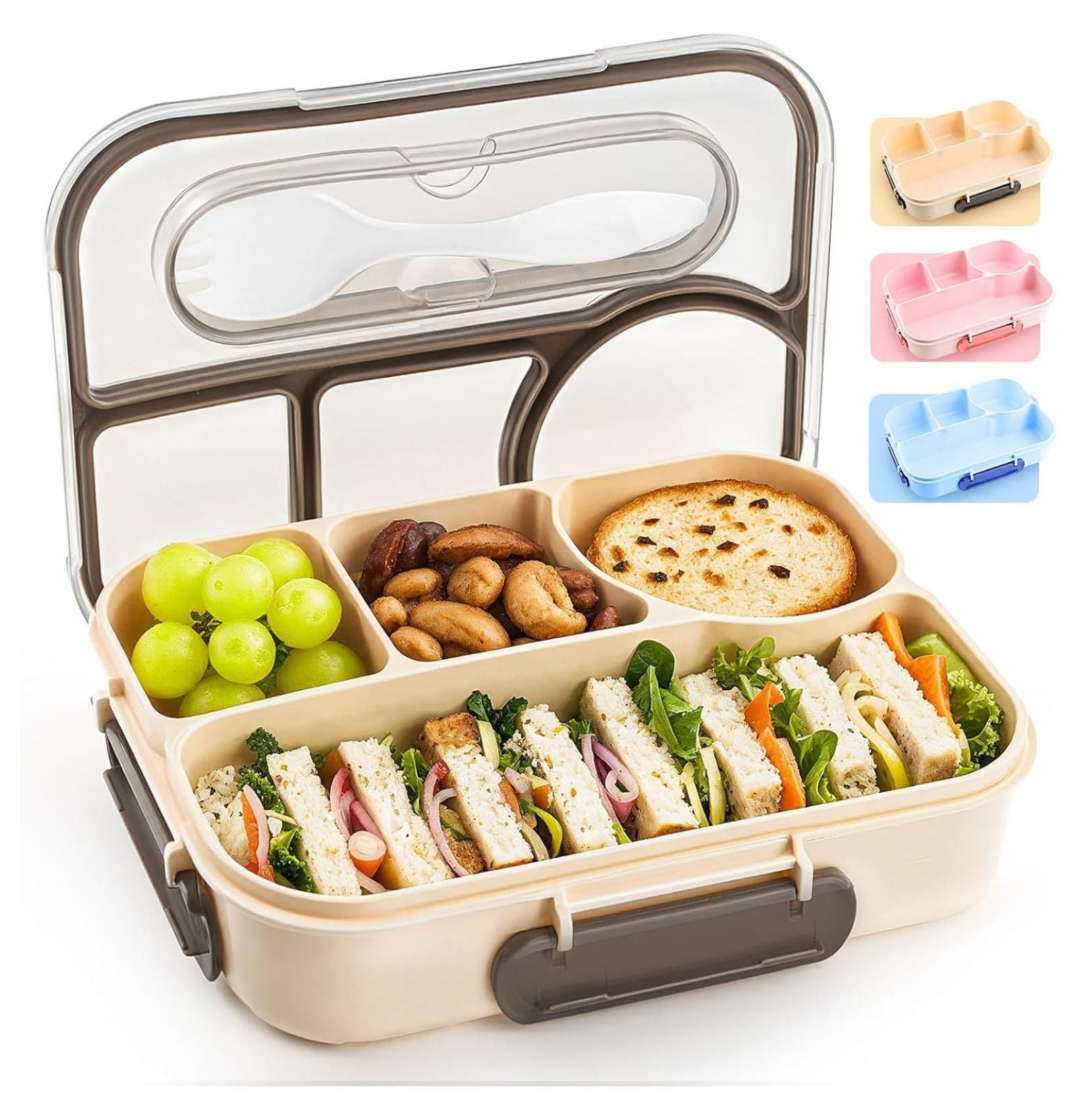 Bento Box Adult, Lunch Box, 4-Compartment Lunch Containers, Drop-Proof ...