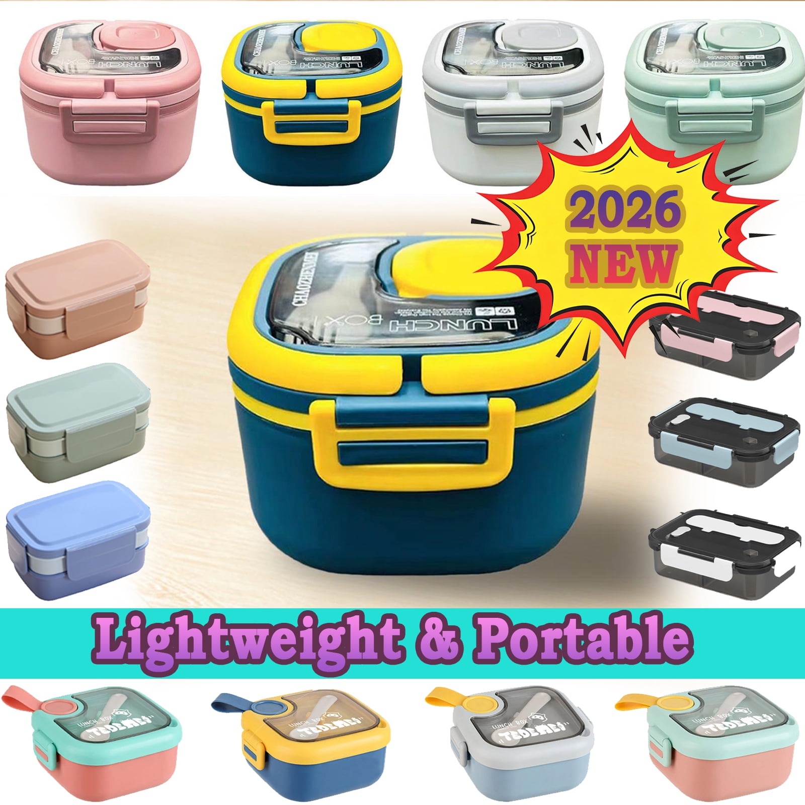 Bento Box Adult Lunch Box, Back to Campus Portable Leak-Proof Meal ...