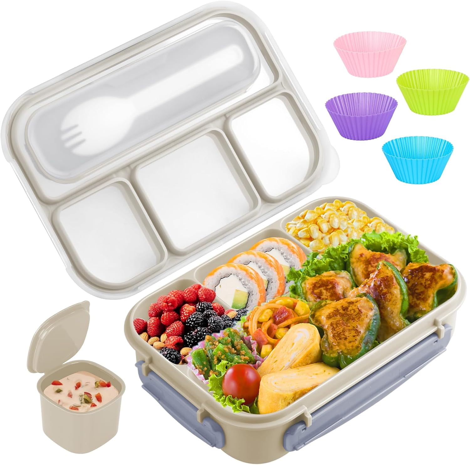 Bento Box Adult, Lunch Box Containers for Adults Men Women, 5 Cup Bento ...