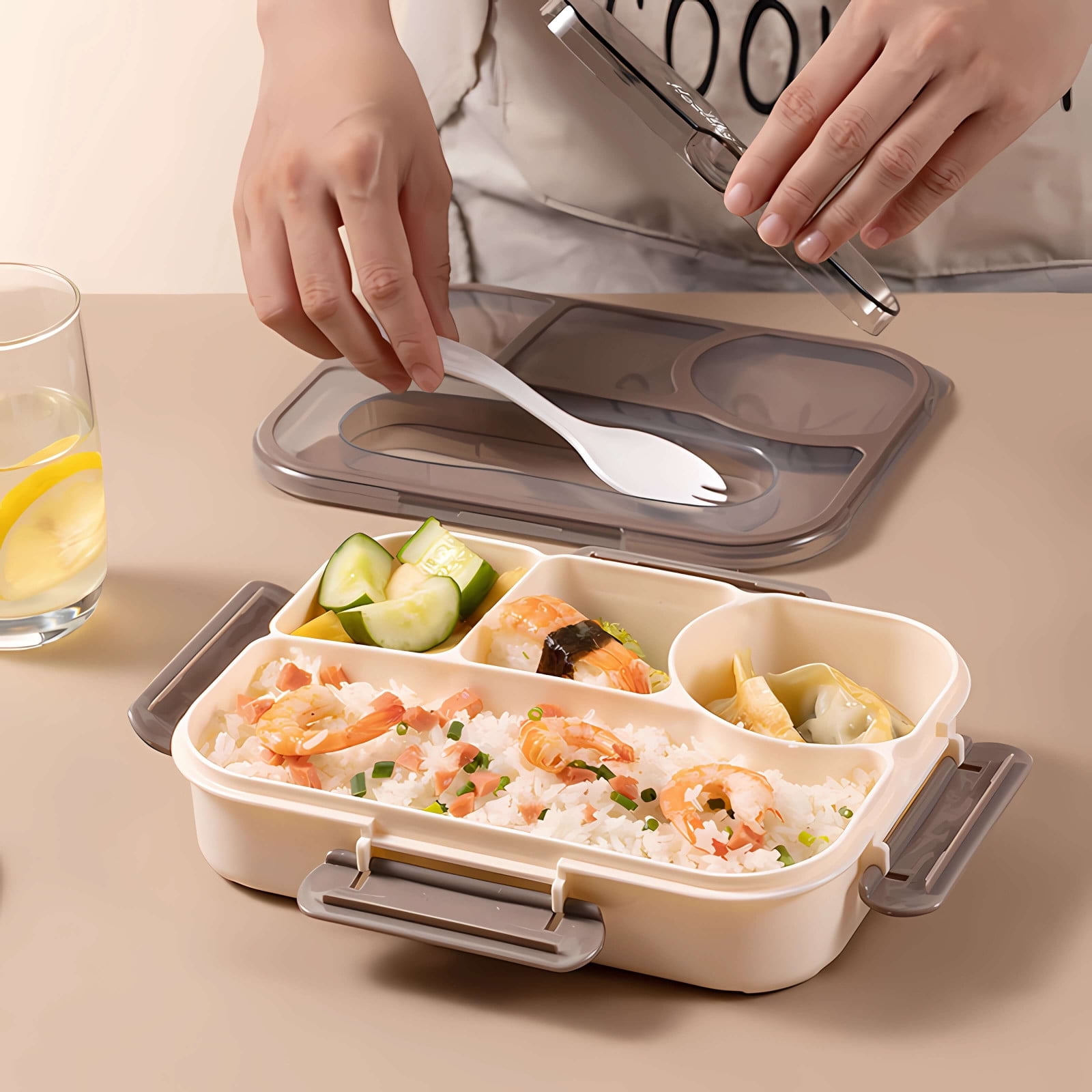 Bento Box Adult Lunch Box, Containers with 4 Compartments, Lunchable ...