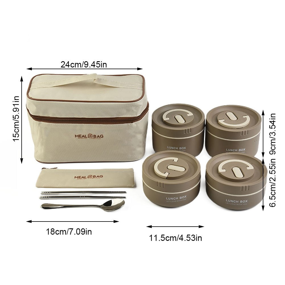 Bento Box Adult Lunch Box,Portable Insulated Lunch Box Containers Set ...