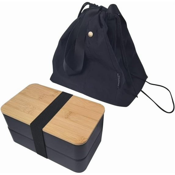 Bento Box Adult Lunch Box Set with Bamboo Lid, Compartments, Divider ...