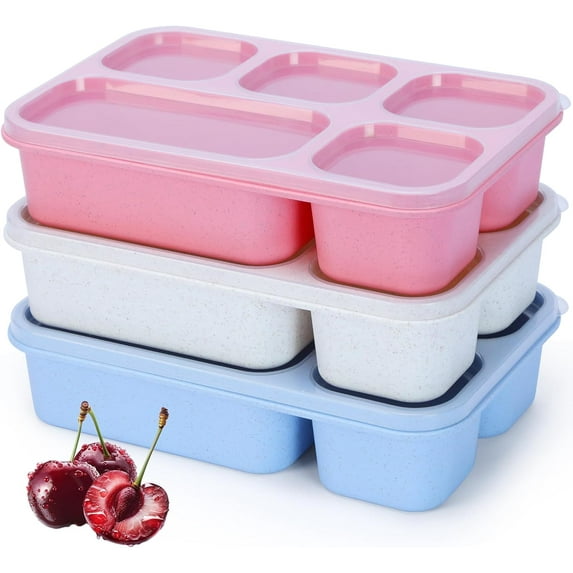Bento Box Adult [Portion Size], 3 Pack Snack Containers with 5 ...