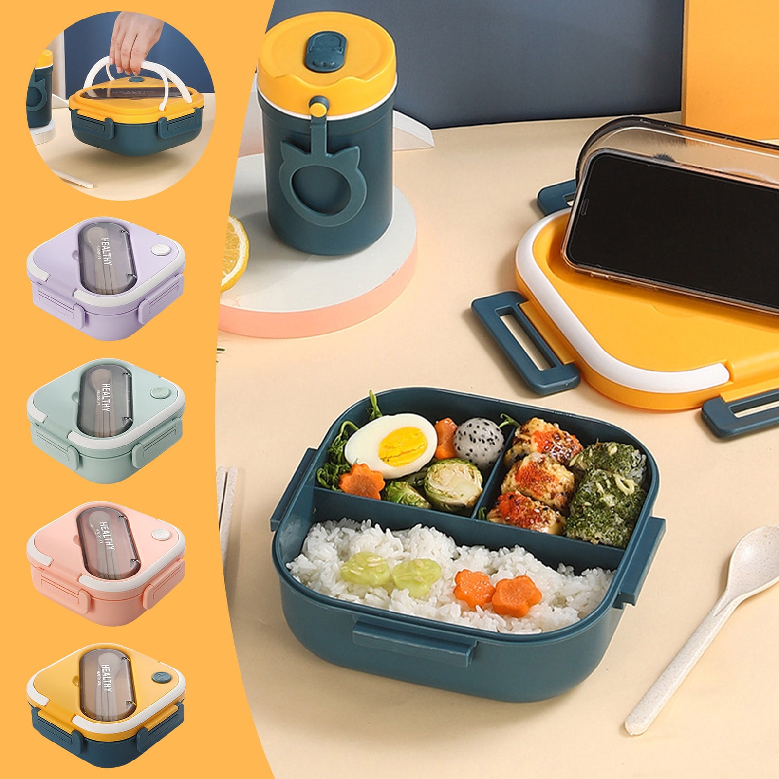 Bento Box for Adults, 1300ml 4-layer Sealed Portable Meal Carrier, Food ...