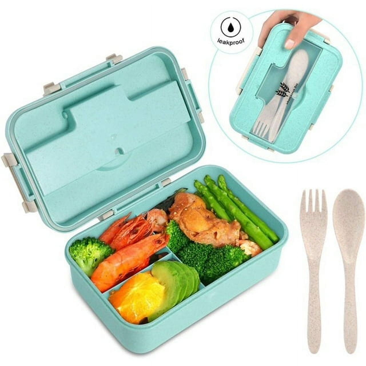 Bento Box Lunch Set for Kids & Adults, 1200ML Leak Proof Wheat Fiber ...