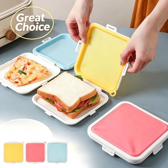 Bento Box, Blue Square Bread Lunch Box, Airtight Portable Sandwich ...