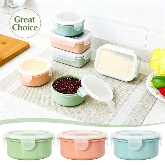 Bento Box, Green Round Mini Airtight Food Storage Container, Leakproof ...