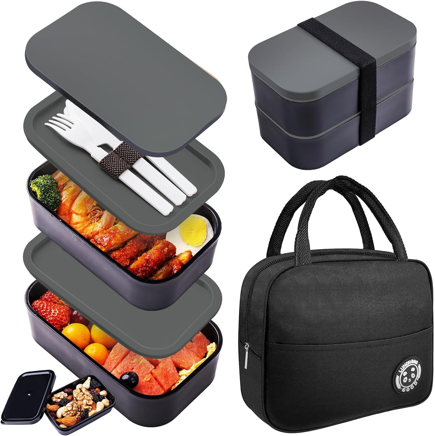 Bento Box with Lunch Bag Microwavable All-in-One Meal Prep Compartment Lunch Containers with ...