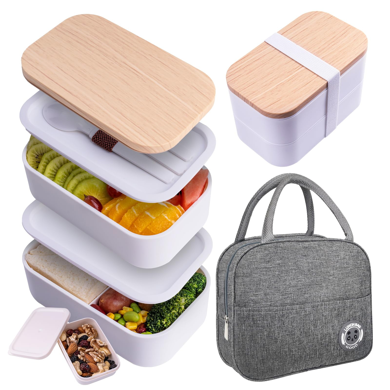 Bento Box with Lunch Bag Microwavable All-in-One Meal Prep Compartment Lunch Containers with ...