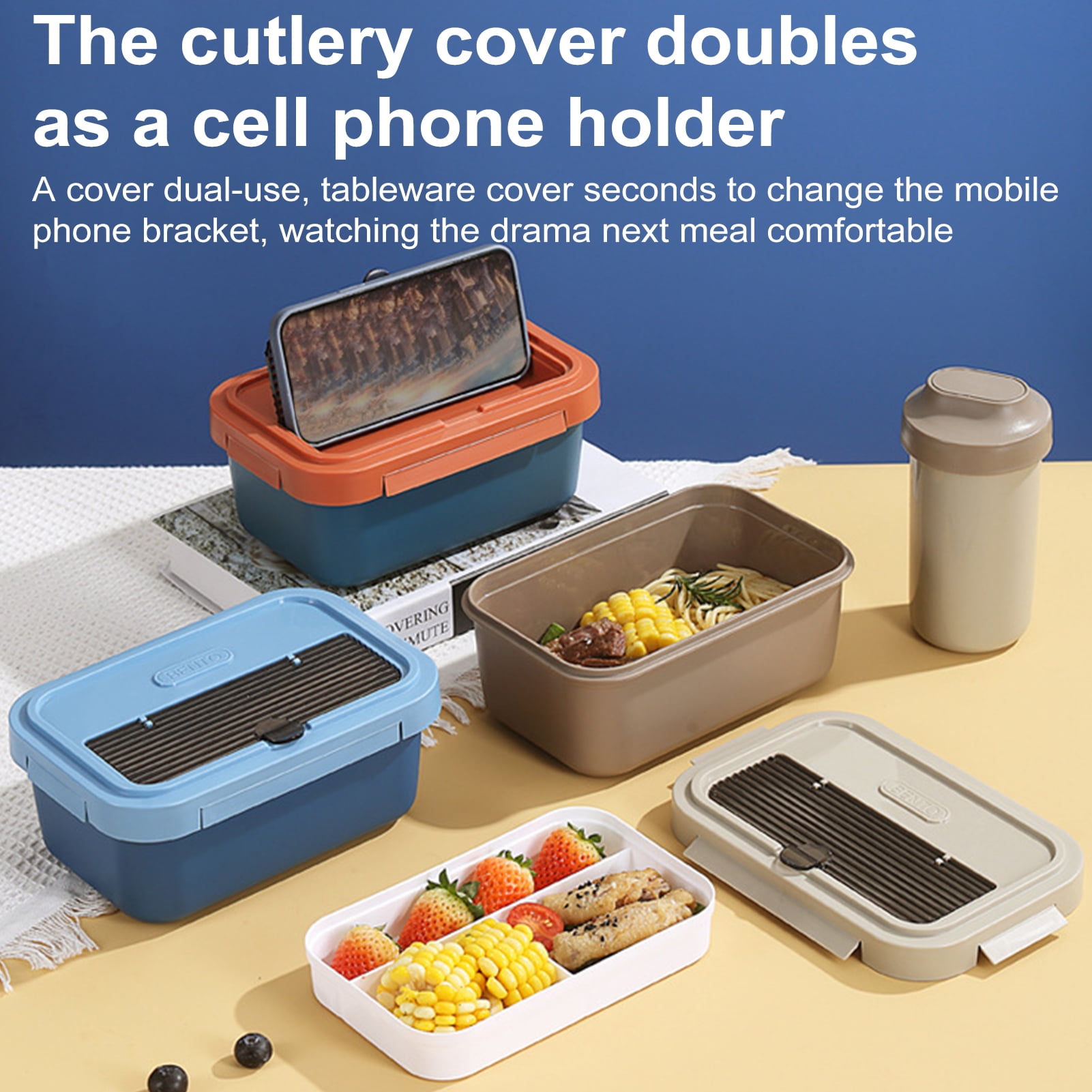 Bento Box Lunch Box 2 Compartment Meal Prep Food Storage Containers ...